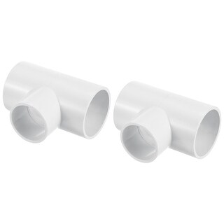 1 1/2" x 1 1/4" 3 Way Tee Pipe Fittings UPVC, 2 Pack Joint Coupling Pipe, White - Bed Bath ...